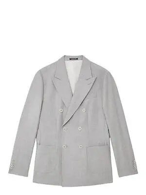 REISS Tyler Double-breasted Wool Blazer - Soft Grey