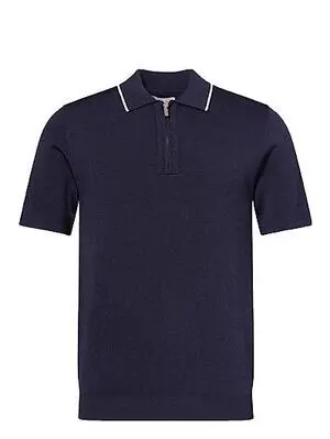 RAITH Henry Shirt-sleeves Knitted Polo Shirt - Navy