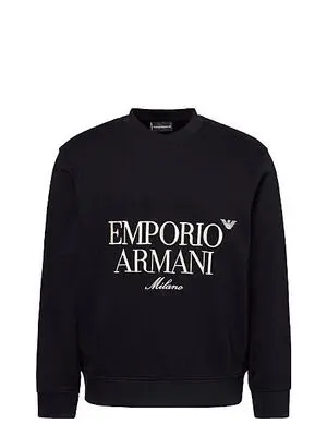 Emporio Armani Relaxed-fit Cotton-jersey Sweatshirt - Iconico 0920 Blu Navy Ea