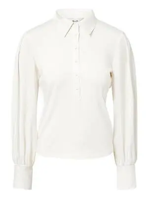 ME+EM Fluid Long-sleeves Stretch-woven Blouse - Light Cream
