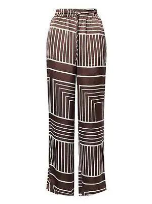 4TH & RECKLESS Amira Graphic-pattern Satin Trousers - Chocolate