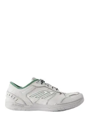 Balenciaga Hampton Distressed Leather Sneakers - White