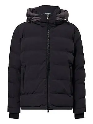 SANDBANKS Hooded Logo-patch Puffer Jacket - Black