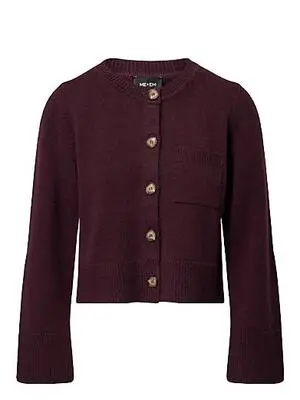 ME+EM Cropped Wool And Cashmere Cardigan - Bordeaux Red
