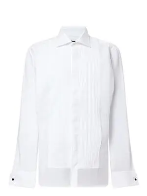 OSCAR JACOBSON Regular-fit Tuxedo Cotton Shirt - Optical White