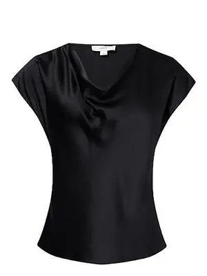 Vince Cowl-neck Silk Top - Black