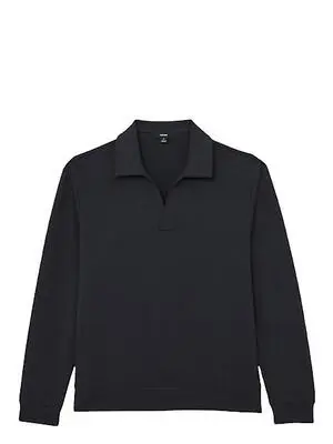 REISS Stretch-Jersey Sweatshirt With Open Collar Navy Blue