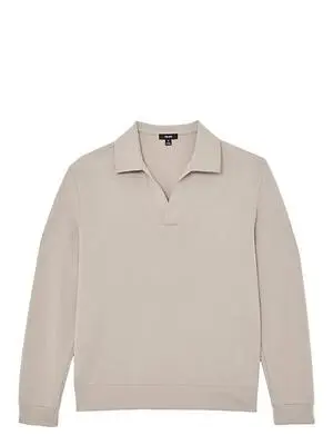 REISS Stretch-Jersey Sweatshirt With Open Collar Stone
