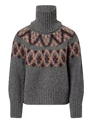 ME+EM Fair Isle Wool-blend Jumper With Snood - Charcoal Multi