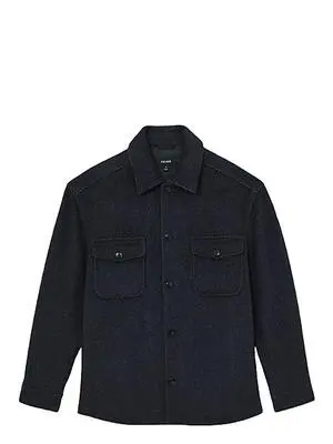 REISS Compton Herringbone Wool-blend Overshirt - Navy