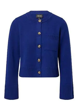 ME+EM Cropped Wool And Cashmere Cardigan - Jewel Blue