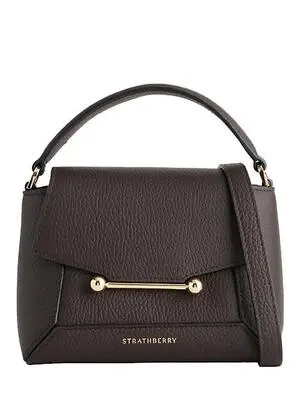 Strathberry Mosaic Nano Leather Top Handle Bag - Espresso
