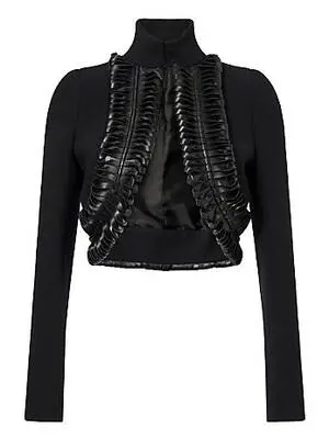 Alaïa Cropped Braided Woven Jacket - Noir Alaia