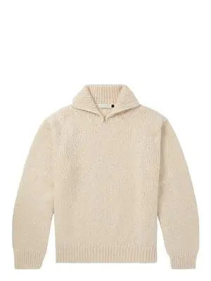 AMOMENTO Cotton-Blend Half-Zip Sweater Neutrals