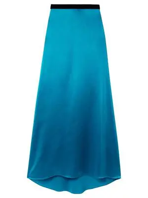 Valentino Garavani Velvet-trimmed Satin-crepe Maxi Skirt - Blue