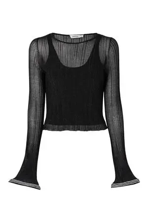 Simkhai Maebry Crystal-embellished Ribbed-knit Top - Black