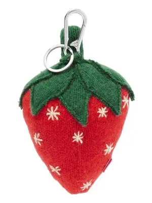 THE ELDER STATESMAN Strawberry Cashmere Keychain - Red