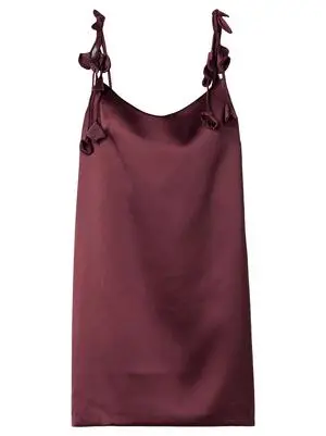 SELF-PORTRAIT Appliquéd Satin Mini Dress - Burgundy
