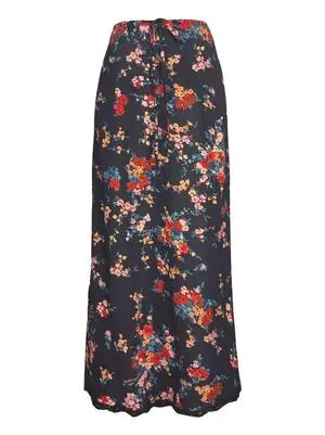 JUPE NYC Floral Maxi Skirt With Lace Trim