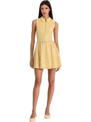 Alice + Olivia Ellis Embellished Mini Dress - Yellow