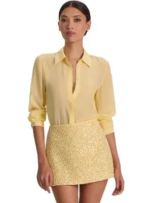 Alice + Olivia Willa Silk Blouse - Yellow