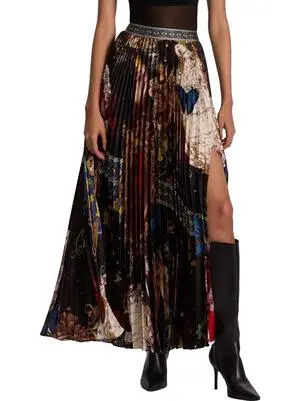 Alice + Olivia Printed Pleated Maxi Skirt - Natural
