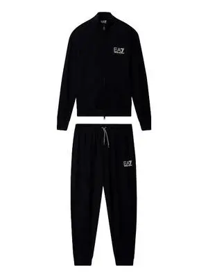 Emporio Armani Jersey Tracksuit With Logo Details - Black