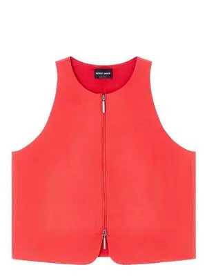 Giorgio Armani Washed Silk Crêpe Waistcoat - Red