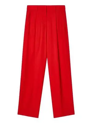 Giorgio Armani Fluid Wool Single-pleat Trousers - Red