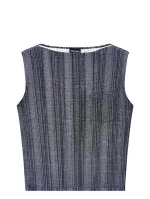 Giorgio Armani Two-tone Pleated Jersey Top - Black / White / Pink / Gray