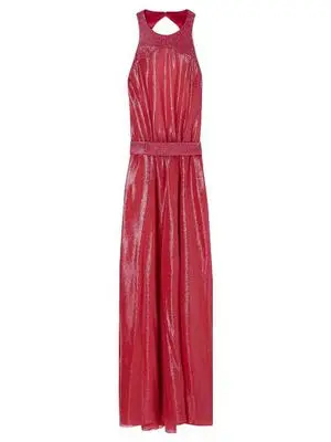 Giorgio Armani Long Dress In Silk Blend With Rhinestone Details - Red