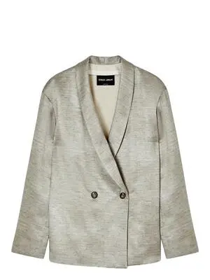 Giorgio Armani Tussah Silk Double-breasted Jacket - Black / White / Pink / Gray