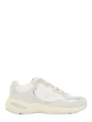 Emporio Armani Raffia And Suede Sneakers - White