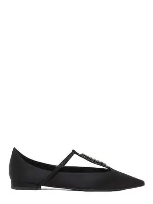 Emporio Armani Satin T-bar Ballerinas - Black