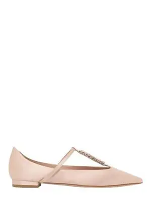Emporio Armani Satin T-bar Ballerinas - Natural