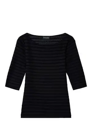 Emporio Armani Striped Jacquard Jersey Jumper - Black