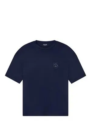 Giorgio Armani Asv Organic Cotton Interlock Crew-neck T-shirt - Navy
