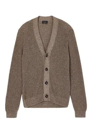 Emporio Armani Fisherman's Rib Lurex Knit Cardigan - Metallic