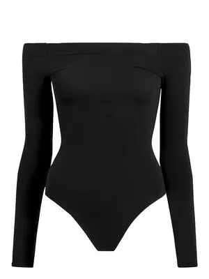 Commando Ballet Off-shoulder Microfiber Bodysuit - Black
