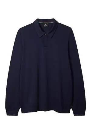 Paul Smith Navy Cotton-modal Long-sleeve Polo Shirt - Blue