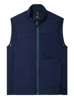 Paul Smith Quilted Mixed Media Gilet - Blue