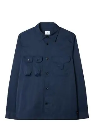 Paul Smith Navy Technical Cotton-blend Patch-pocket Overshirt - Blue
