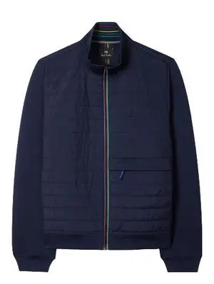 Paul Smith Quilted Mixed Media Jacket - Blue