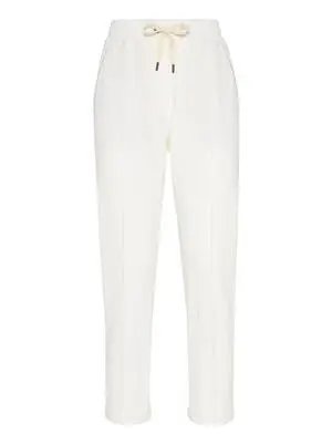 Brunello Cucinelli Cotton Drawstring Trousers - White