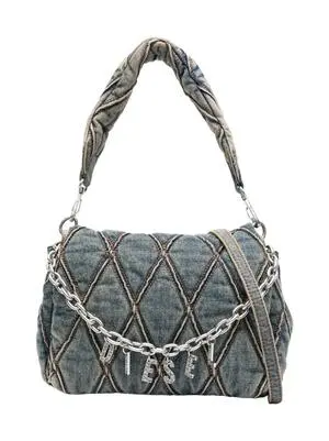 Diesel Charm Medium Denim Shoulder Bag - Sky Blue