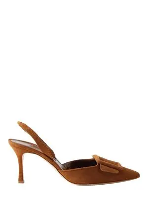 Manolo Blahnik Maysli 70 Buckled Slingback Pumps - Brown