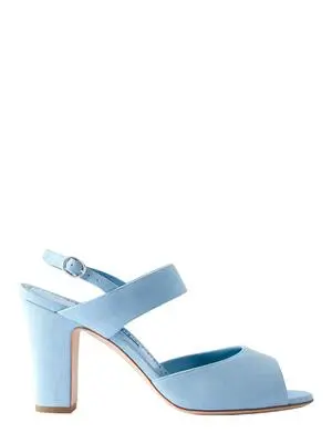Manolo Blahnik Khiko 90 Suede Slingback Sandals - Blue