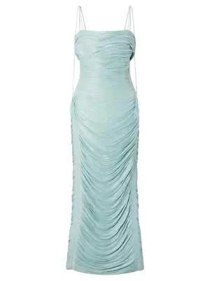 MARMAR HALIM Ruched Pleated Satin Gown - Blue