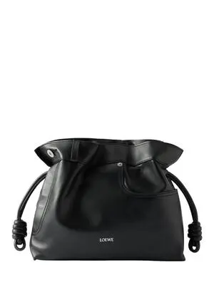 Loewe Flamenco Panta Medium Leather Clutch Black