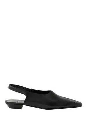 Khaite Celia Leather Slingback Flats - Black